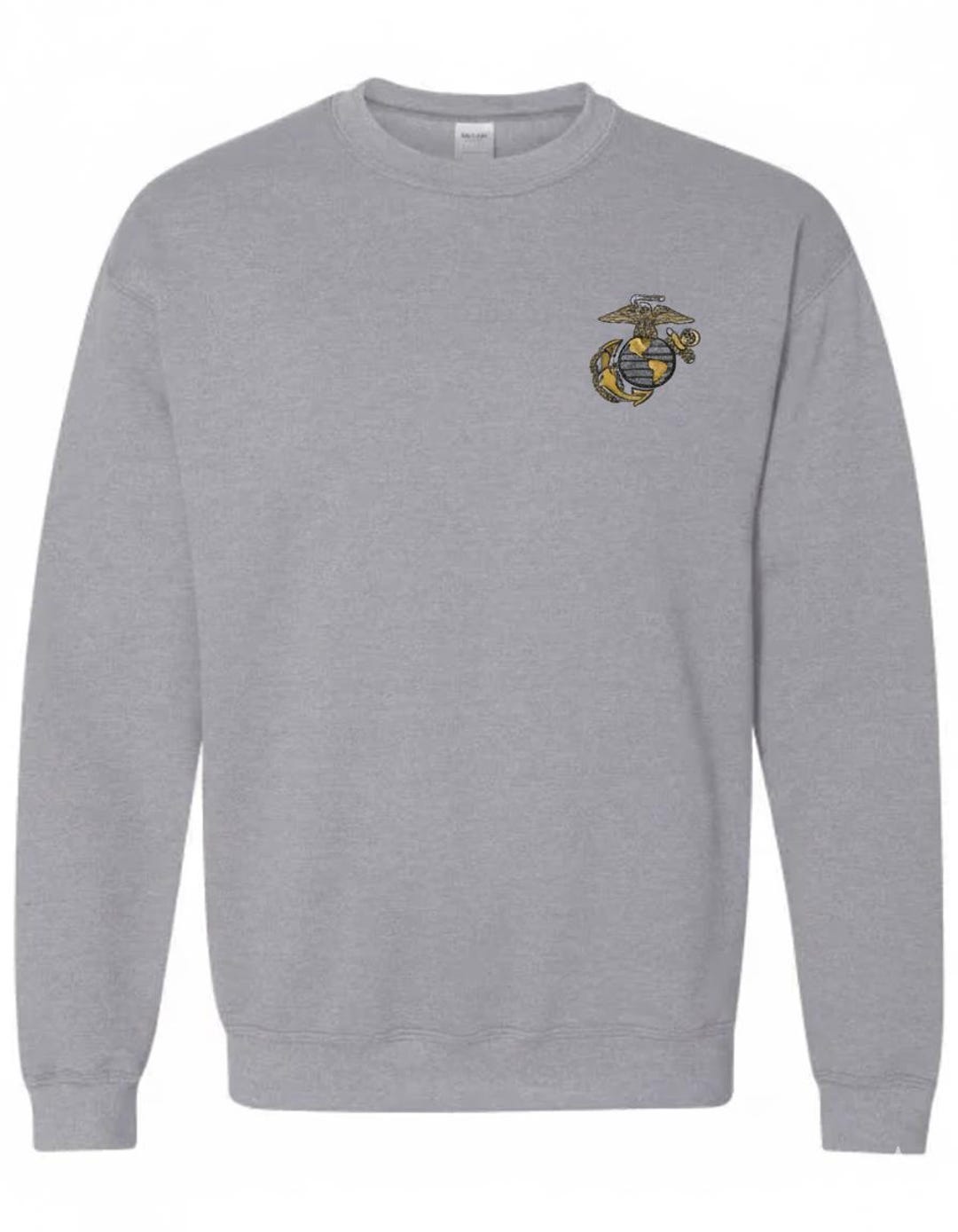 USMC Embroidered Eagle Globe Anchor EGA Crew Neck Sweatshirt - Sport ...