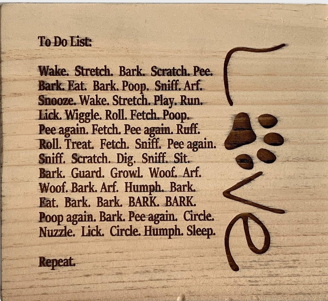 Dogs to Do List Engraved Wooden Sign - Etsy