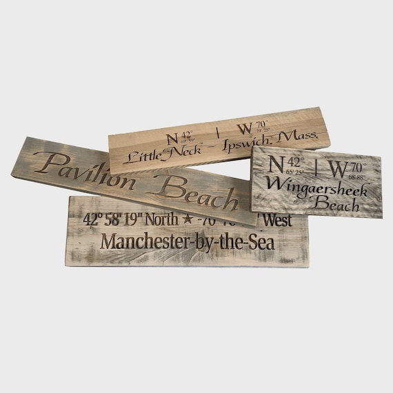 Customizable Location Engraved Wooden Signs | Etsy