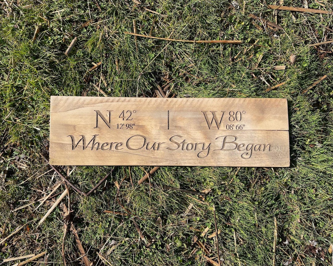 Customizable "where Our Story Began" Laser Engraved Rustic Wooden Sign ...