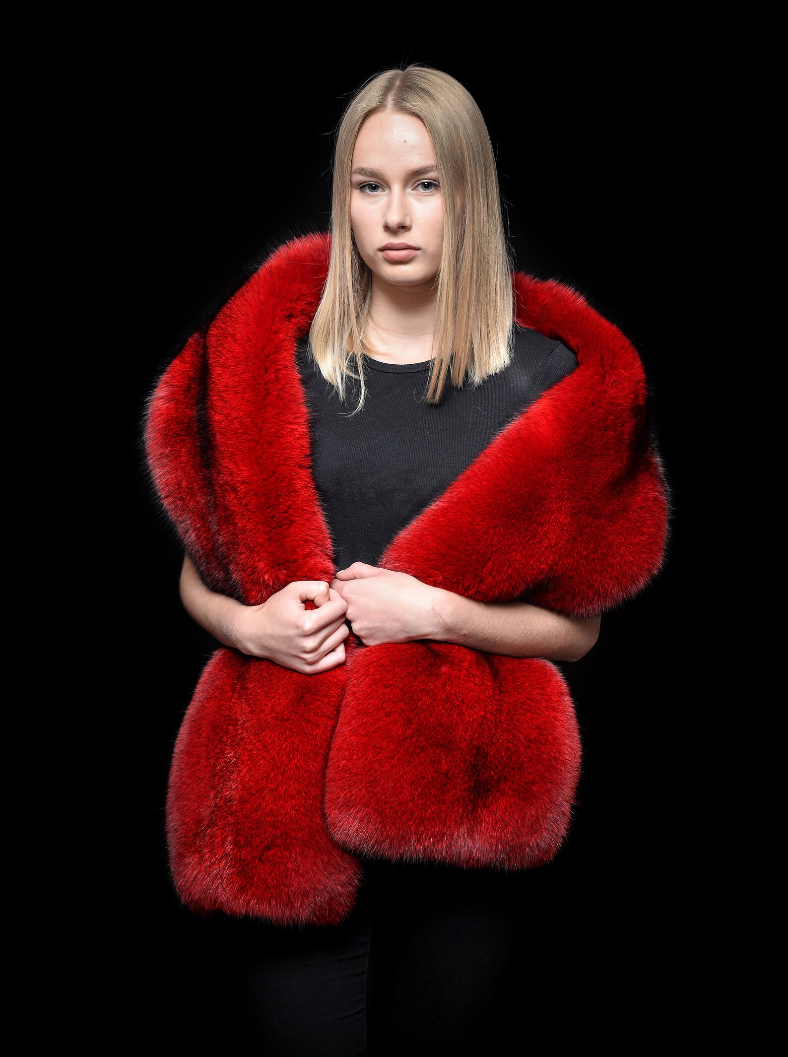 Pure Red Blue Two Sides Fox Fur Giant Stole Wrap Boa Wrap - Etsy