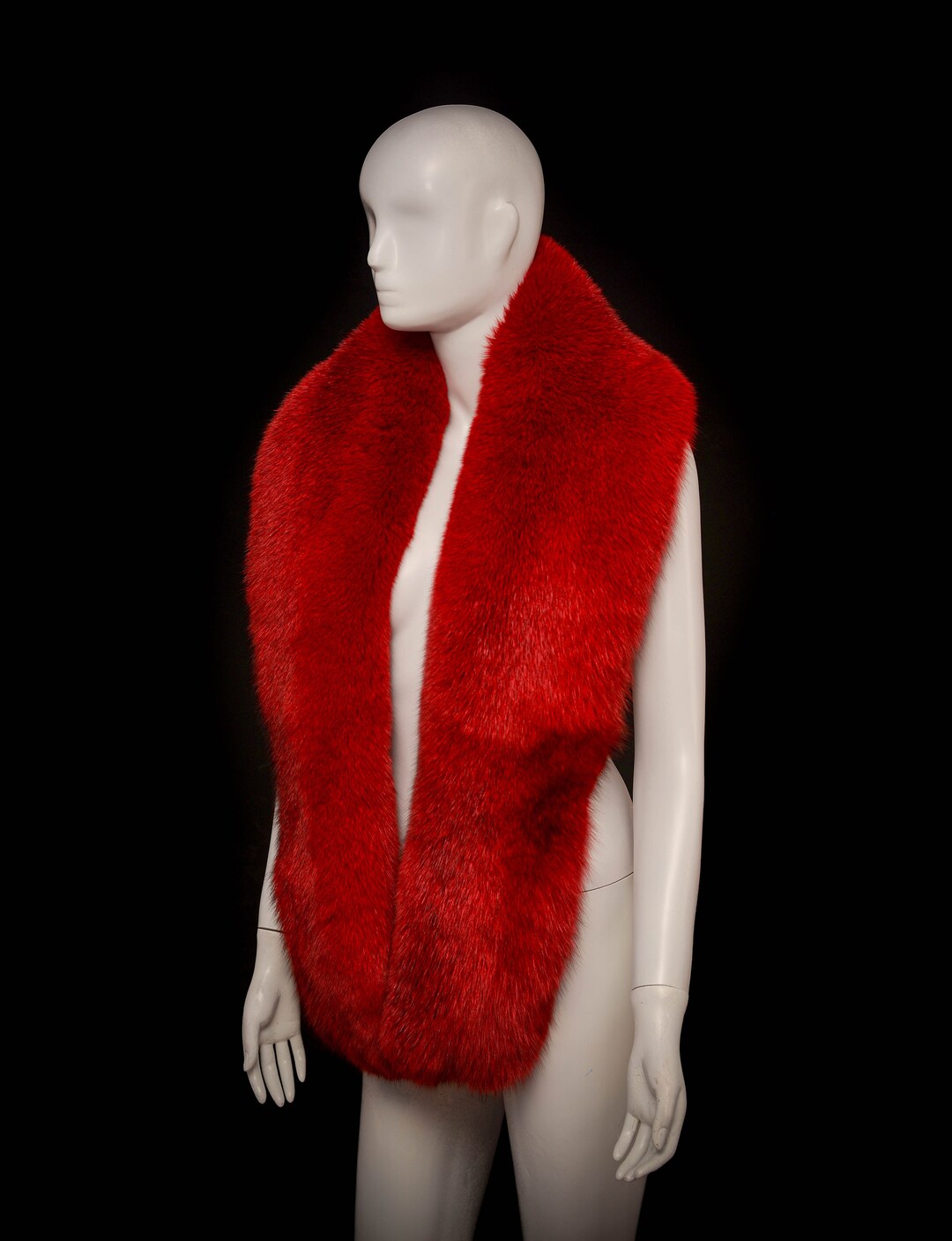 Plain Red Fox Fur Women's Stylish Oversize Scarf Boa Stole Shawl Collar ...