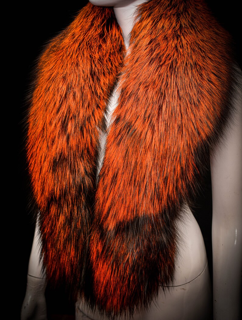 Saga Furs Sunburst Orange Silver Real Fox Fur Shoulder Wrap | Etsy