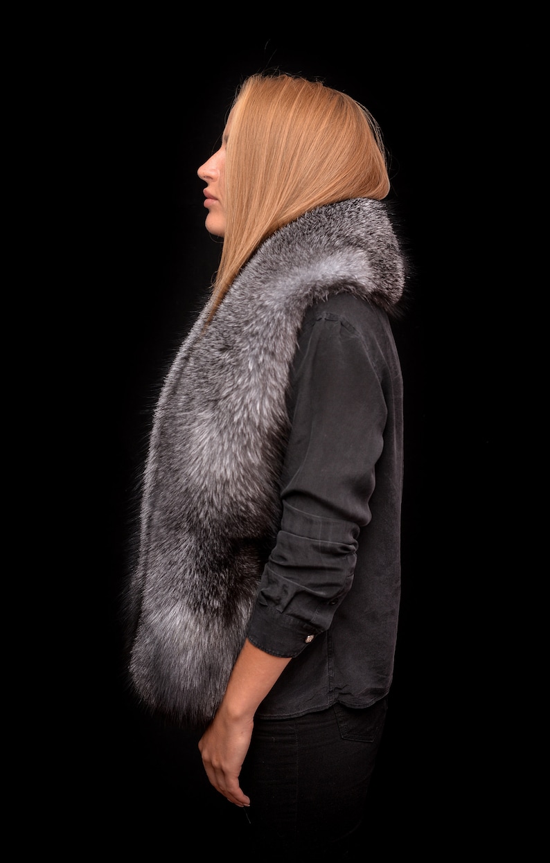 Saga Furs Blue Frost Silver Fox Fur Women's Stole Scarf - Etsy