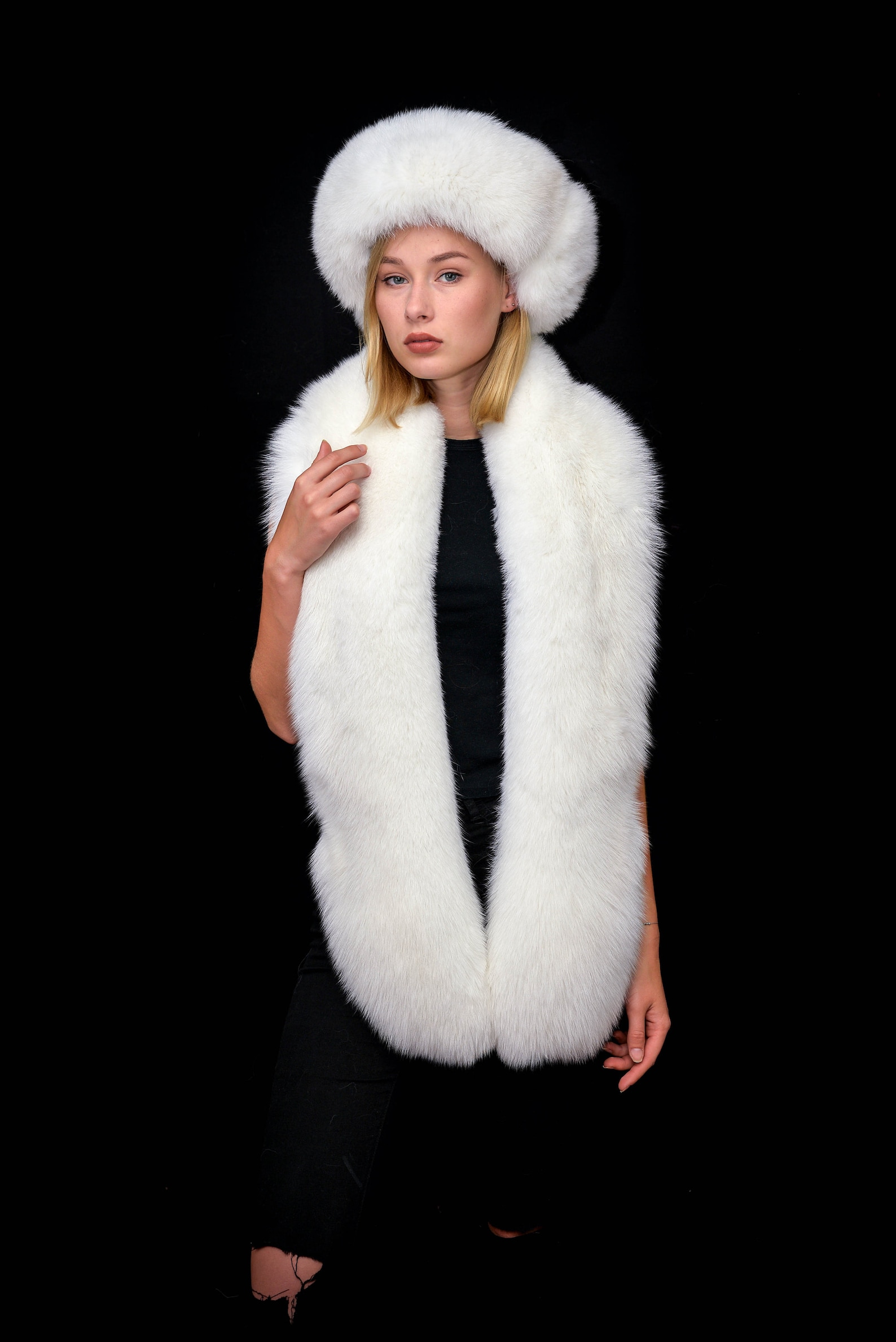 Giant Arctic Plain White Shadow Fox Fur Boa | Etsy