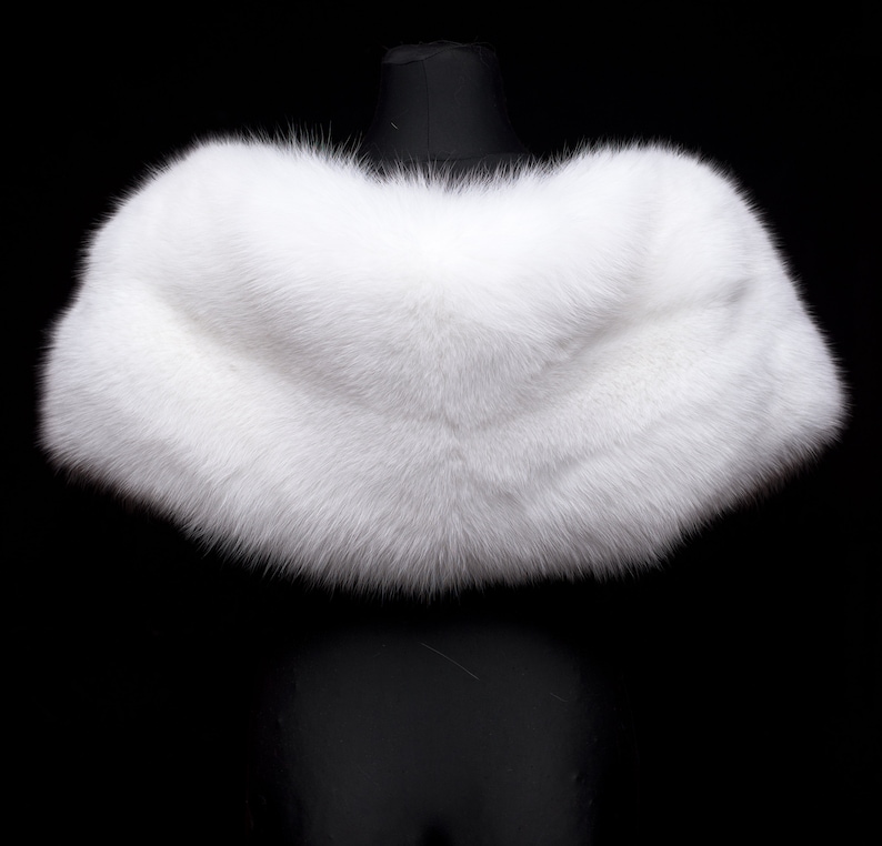 Pure White Arctic Fox Fur Weddings Stole Collar Scarf Shawl Cape - Etsy