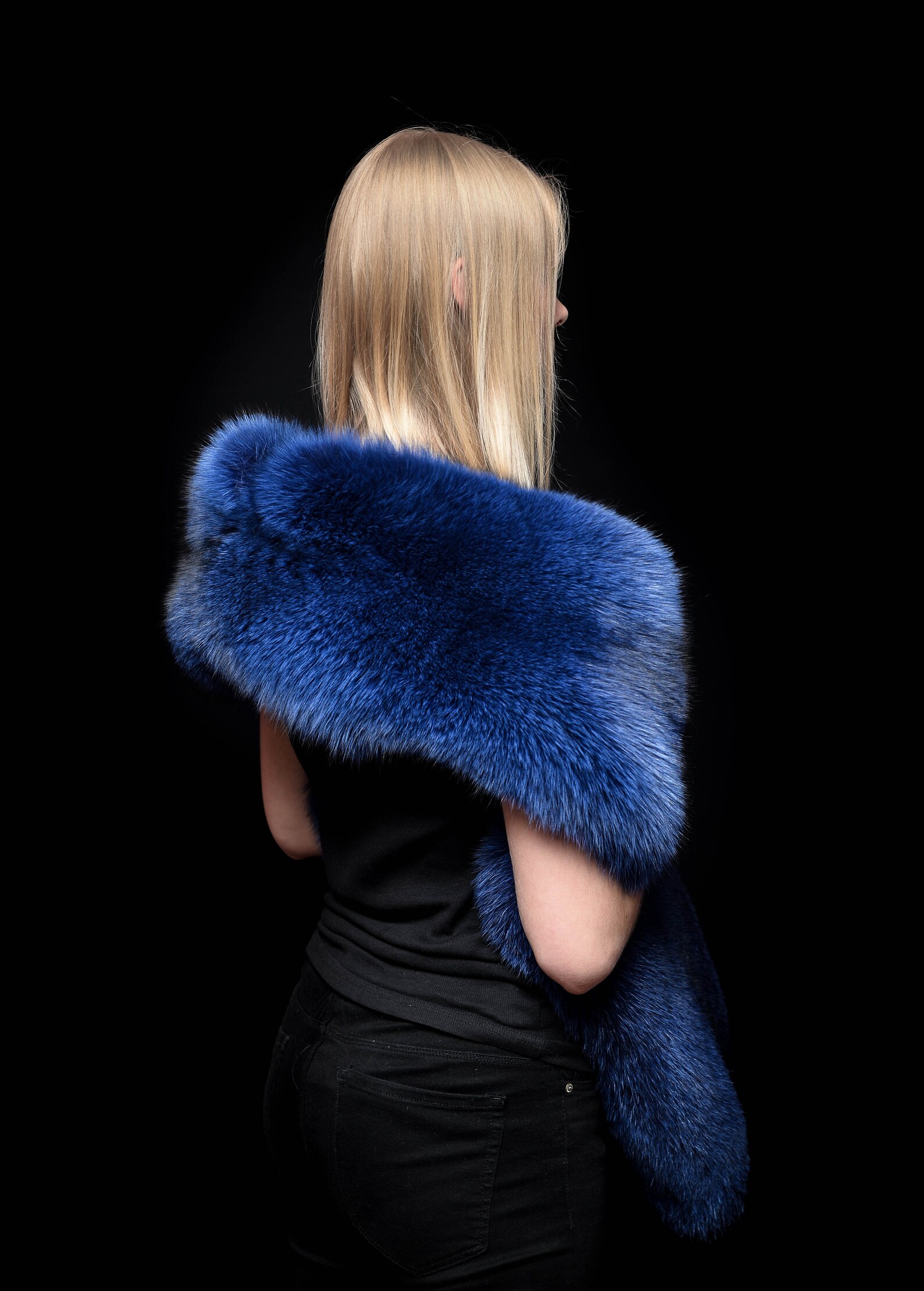 Indigo Blue Two Sides Fox Fur Giant Stole Wrap Boa Wrap Shawl - Etsy