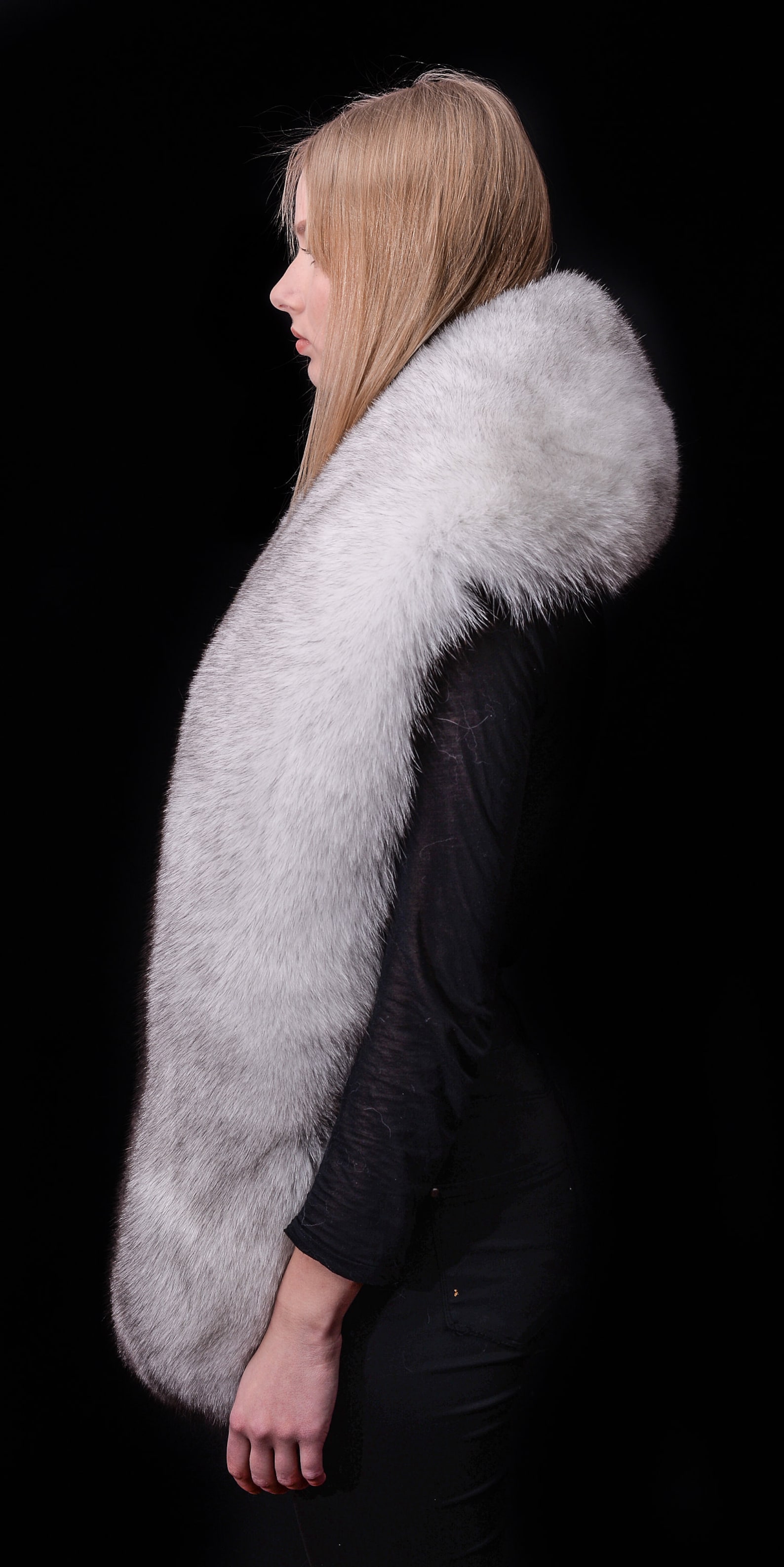 HUGE 79 White Blue Fox Fur Boa Stole Shawl Scarf | Etsy