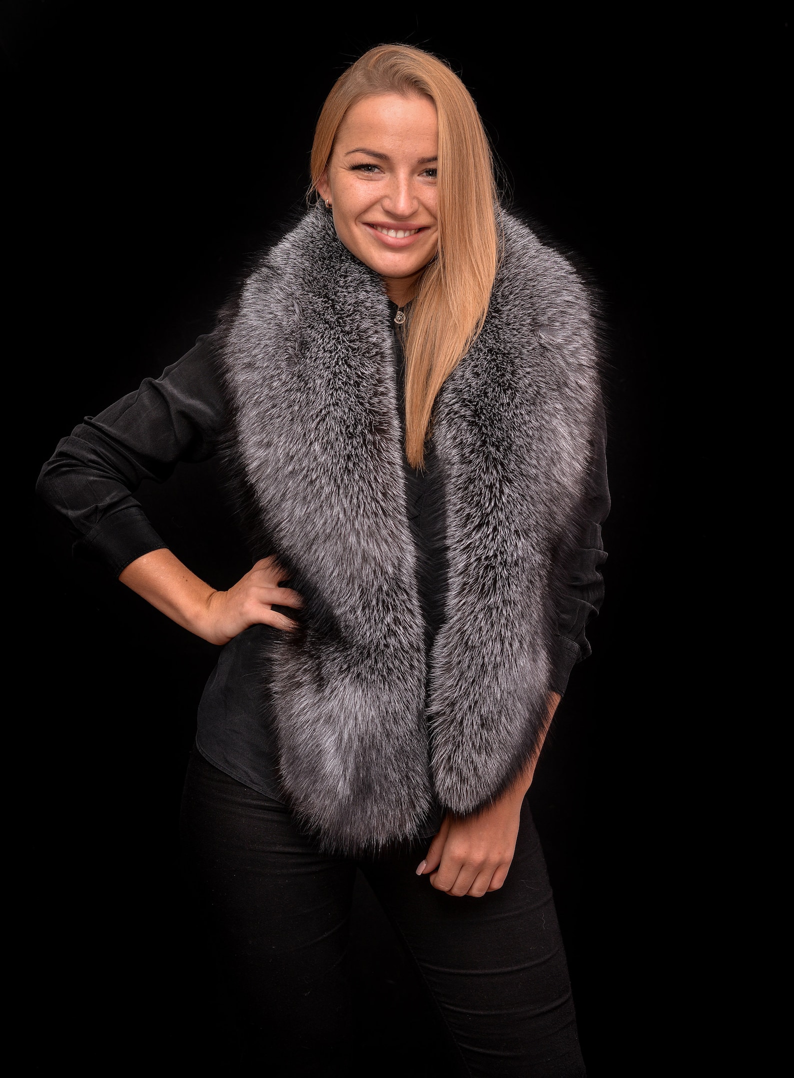 Saga Furs Blue Frost Silver Fox Fur Women's Stole Scarf - Etsy
