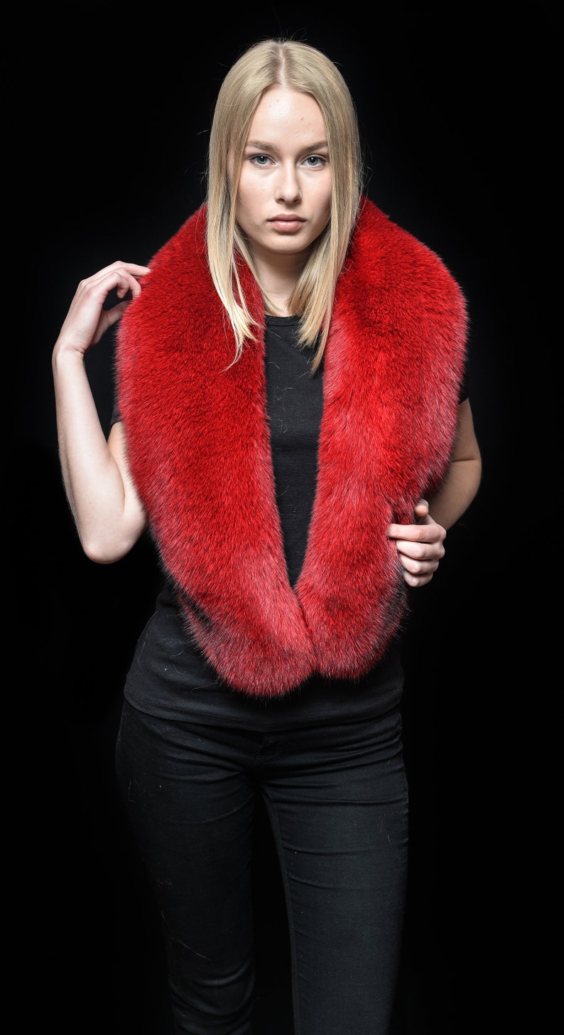 Genuine Volcano Red Blue Fox Fur Stole Scarf - Etsy