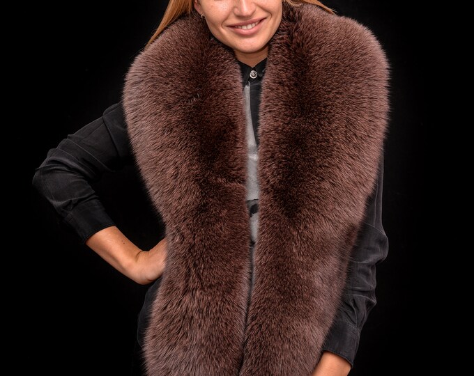 25 Glamour Brown Fur Stole Wrap Dark Brown There is a Nice Buckle at ...