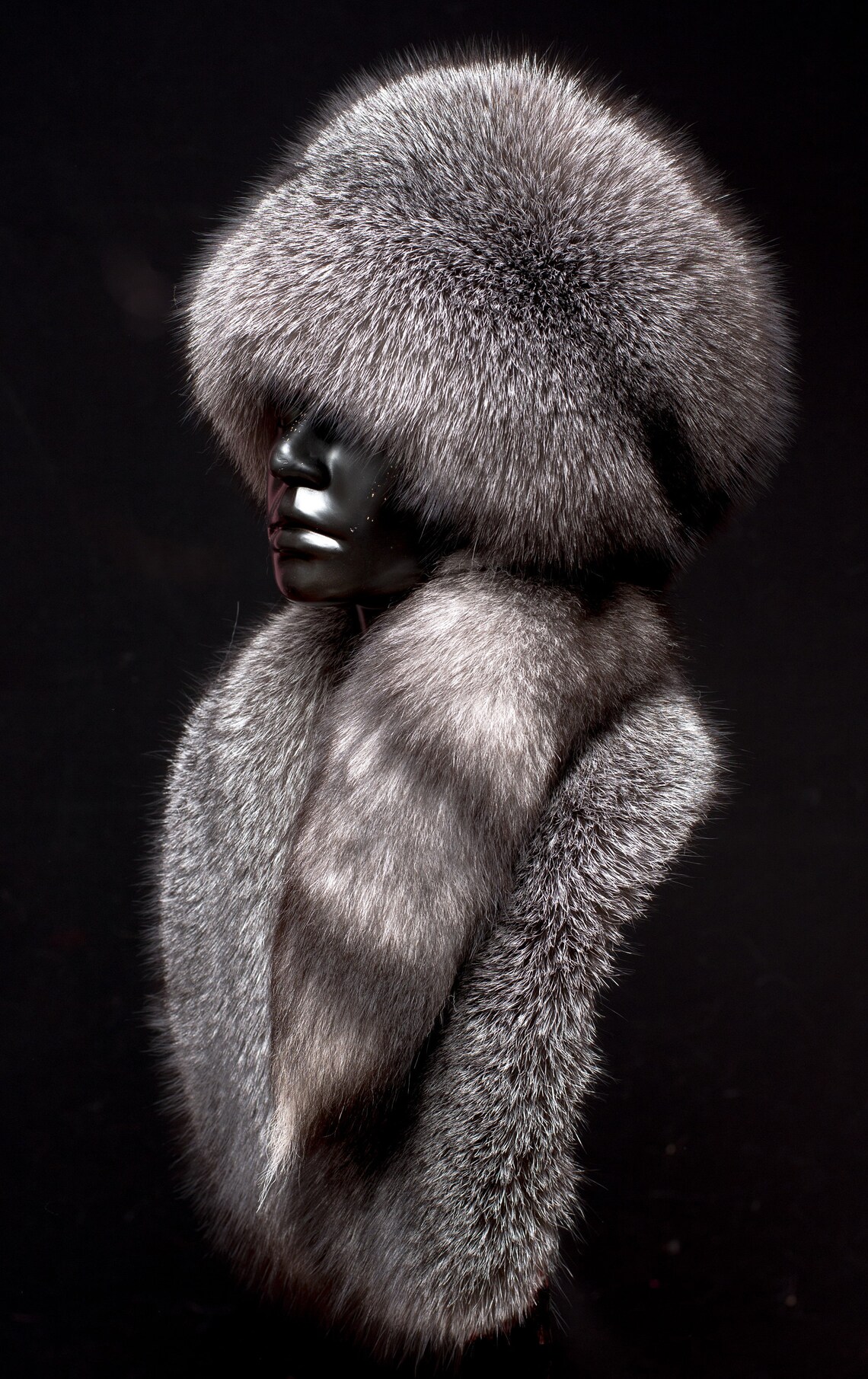 Superior Silver Black Frost Fox Fur Set of Beanie Cossack Hat - Etsy