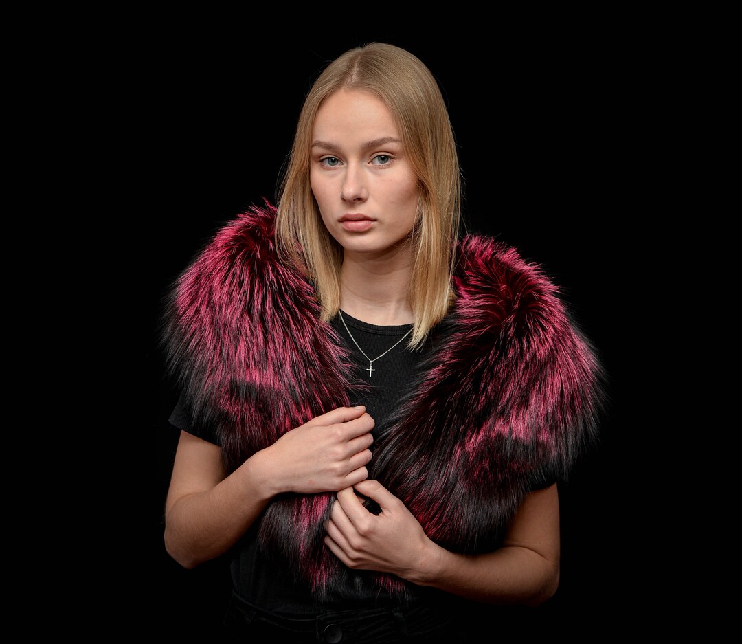 Saga Furs Pink Silver Real Fox Fur Shoulder Wrap Scarf Boa Stole - Etsy