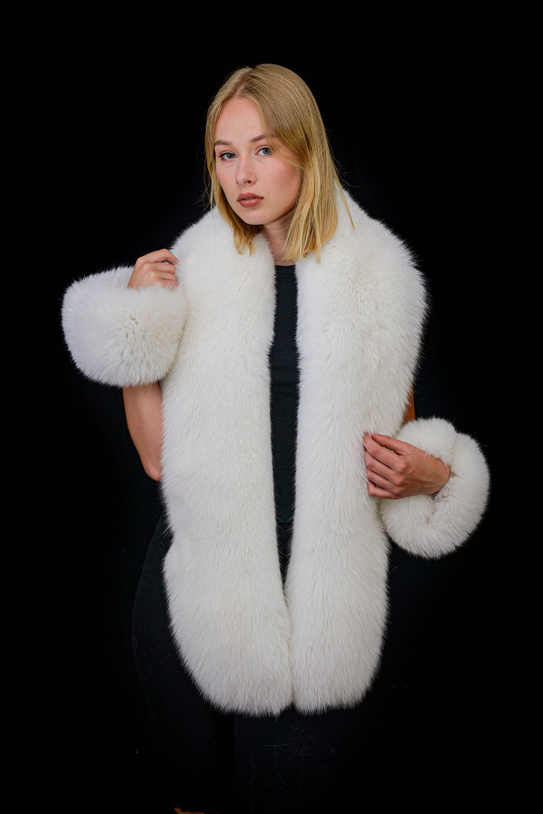 Giant Arctic Plain White Shadow Fox Fur Boa + Wristbands/headband - Etsy