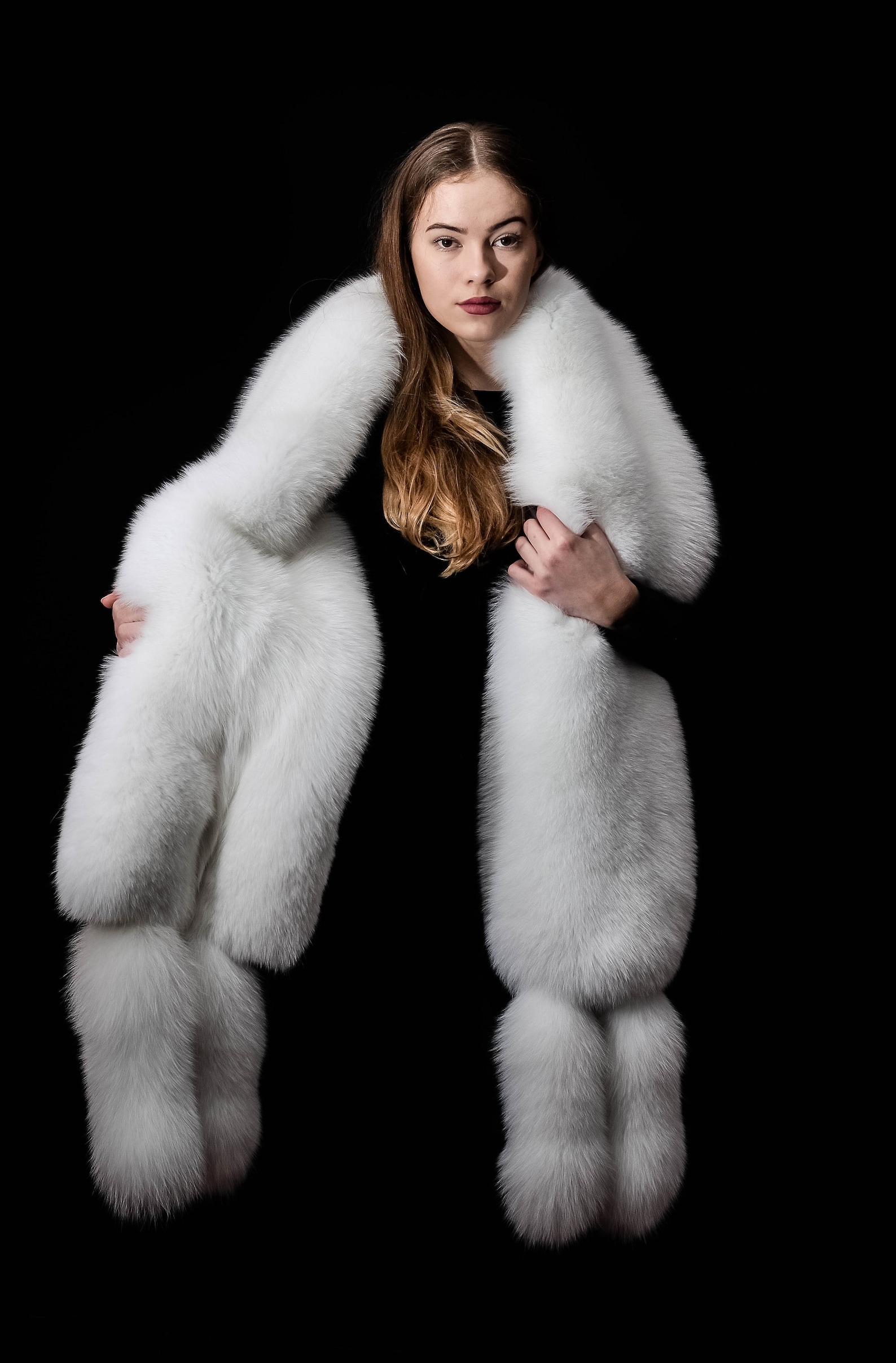 Genuine White Arctic Shadow Fox Fur Huge Massive Oversize Boa Stole ...
