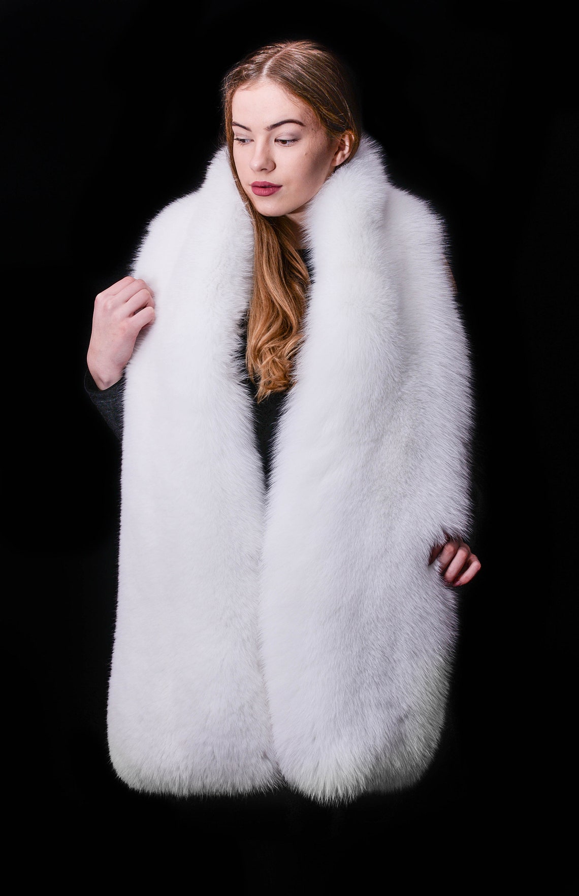 Genuine White Arctic Shadow Fox Fur Huge Massive Oversize Boa | Etsy