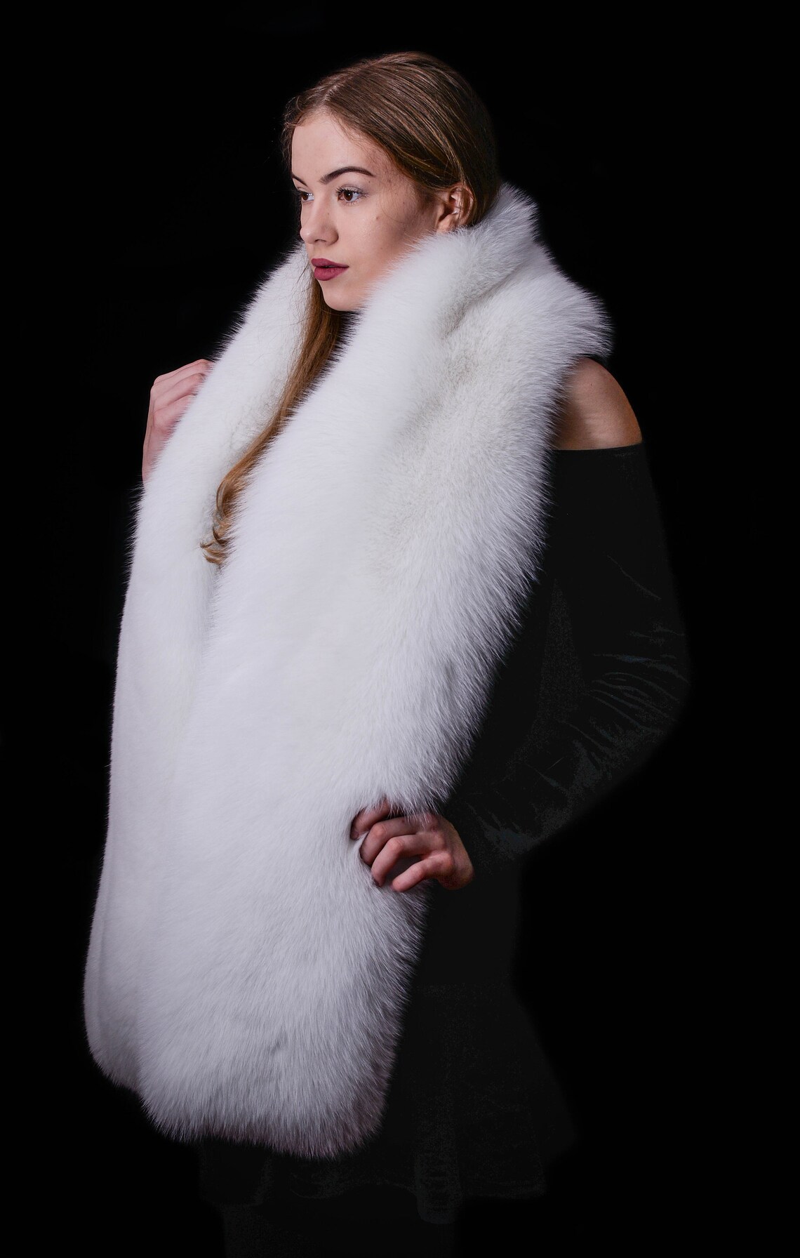 Genuine White Arctic Shadow Fox Fur Huge Massive Oversize Boa Stole ...