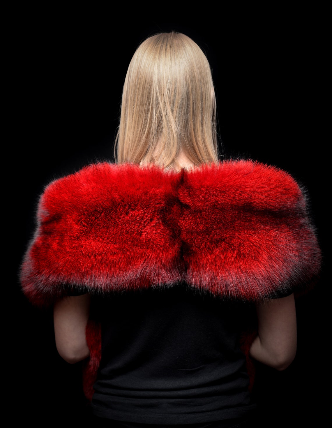 Pure Red Blue Two Sides Fox Fur Giant Stole Wrap Boa Wrap | Etsy