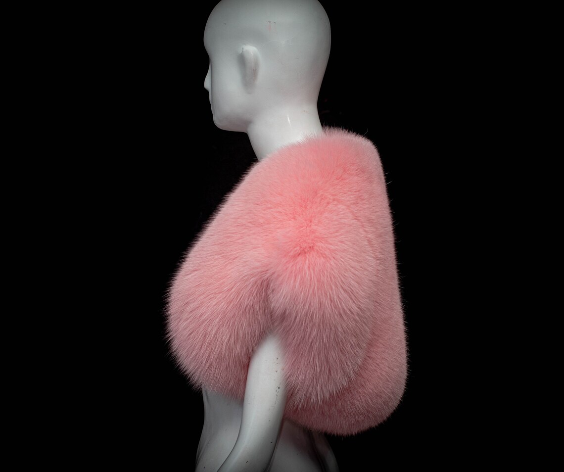 Genuine Flamingo Pink Fox Fur Bolero Shrug - Etsy