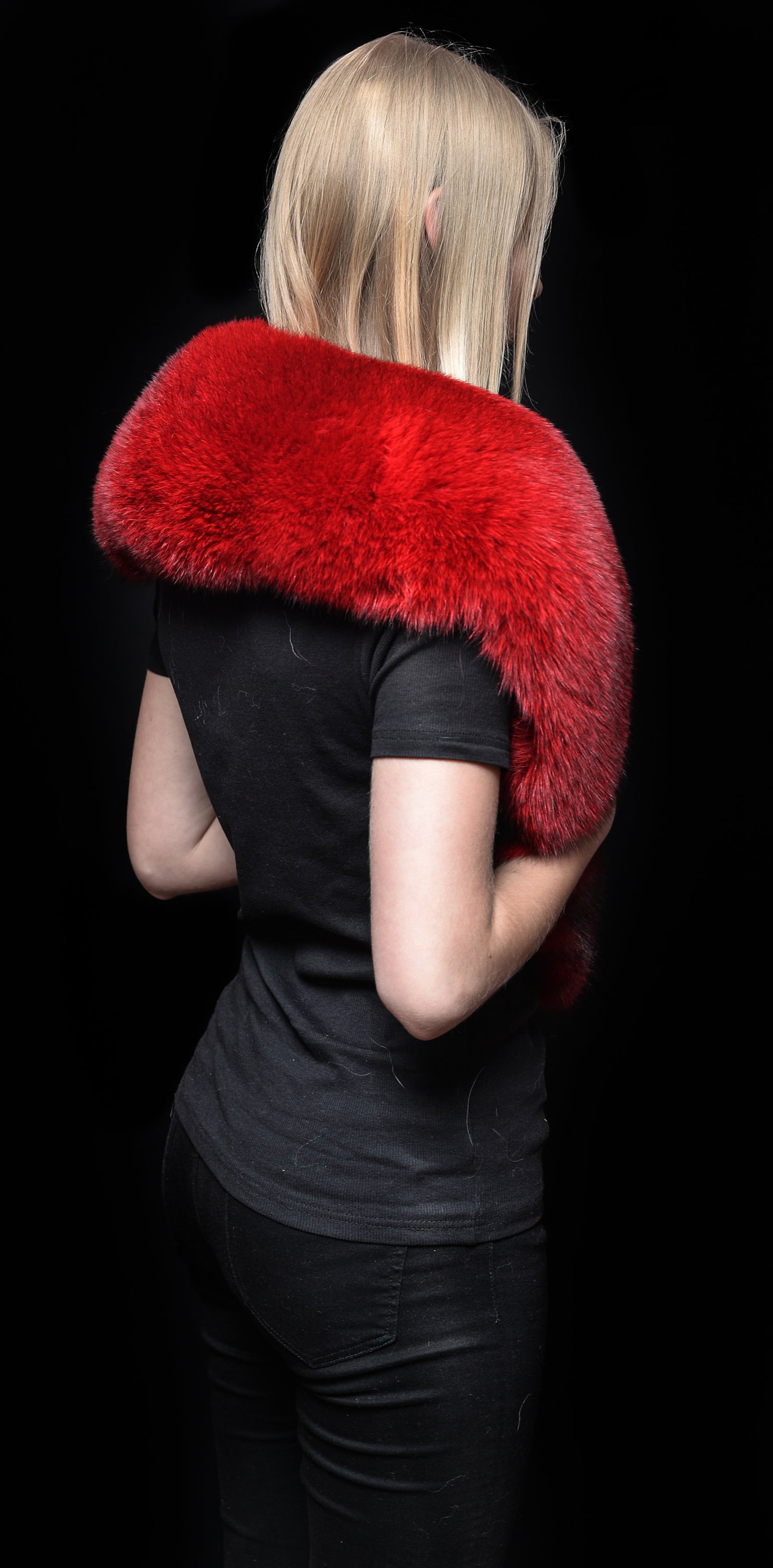 Genuine Volcano Red Blue Fox Fur Stole Scarf - Etsy