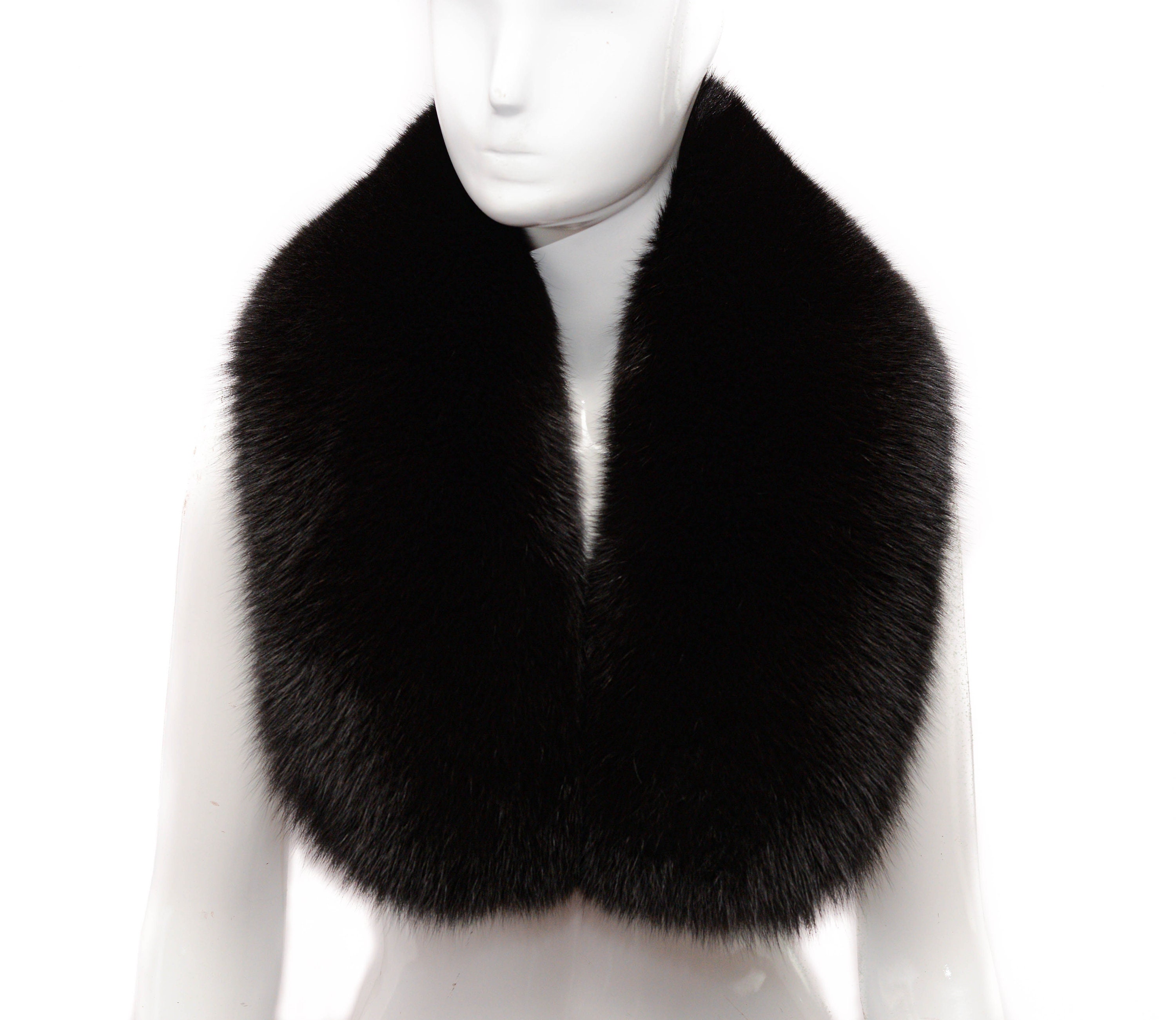 Jet Black Blue Fox Fur Fancy Collar Scarf Stole - Etsy