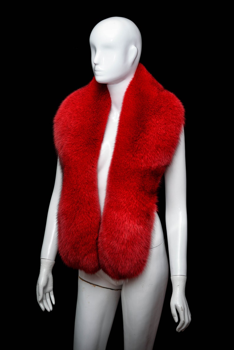 Pure Red Blue Fox Genuine Fur Stole Shawl Boa Scarf - Etsy
