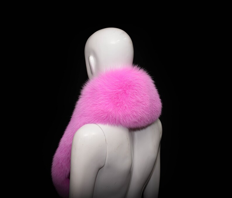 Neon Pink Fox Fur Fancy Collar Scarf Stole | Etsy