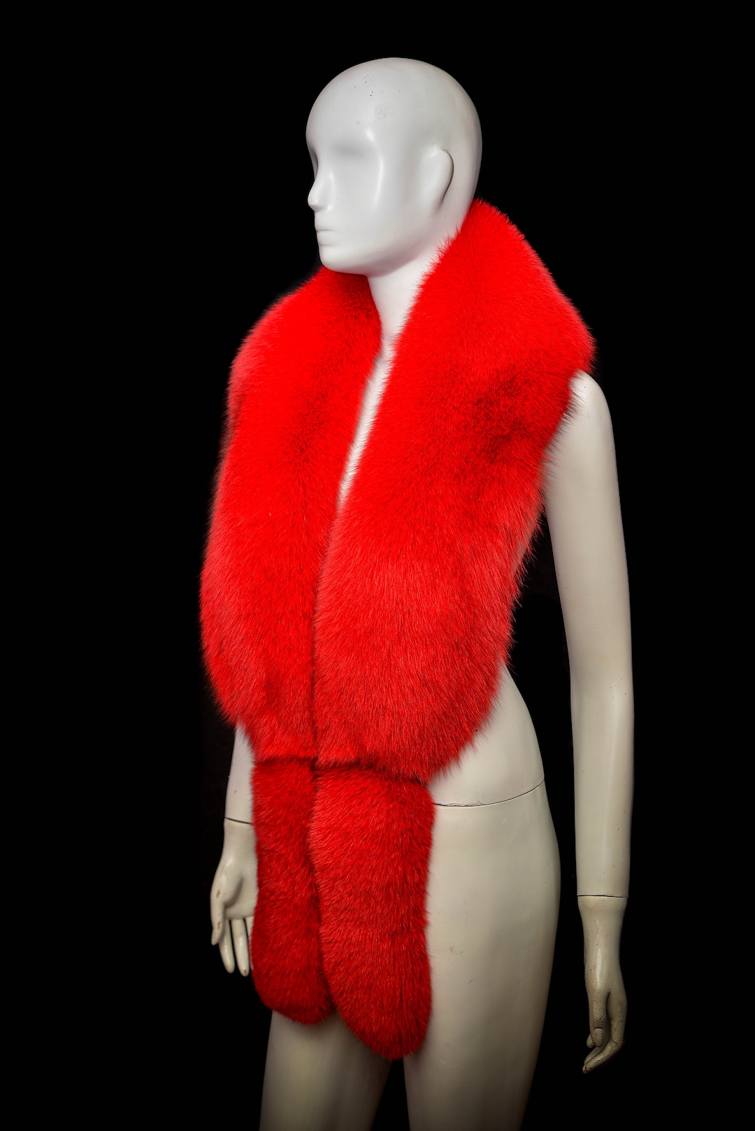 Saga Furs Pure Red Blue Fox Fur Collar Scarf Boa Shawl + Cuffs - Etsy