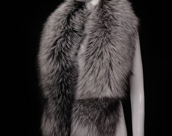 Superior Silver Fox Fur Winter Collar Scarf Stole | Etsy