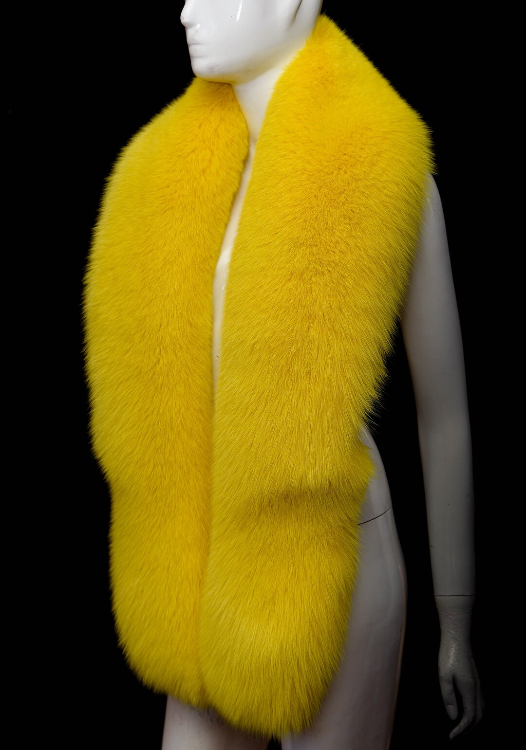 Saga Furs Solid Yellow Shadow Fox Fur Shoulder Wrap Scarf Boa Stole ...