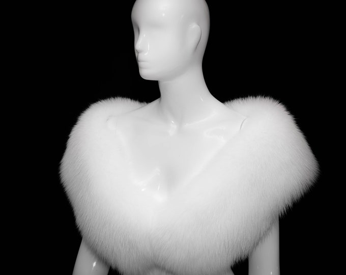 Plain White Arctic Shadow Fox Fur Winter Bride Stole Shawl - Etsy