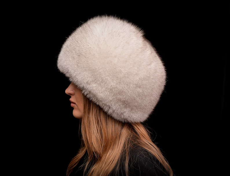 White Fox Fur Ladies Fancy Fall Winter Beanie Hat | Etsy