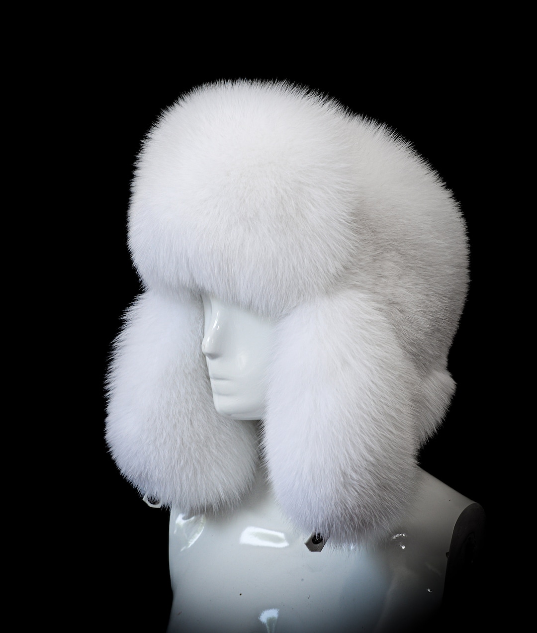 Genuine Snow White Shadow Fox Fur Handmade Massive Bomber Aviator Posh ...