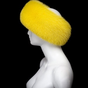 Arctic Yellow Fox Fur Luxury Stylish Ski Headband Headwrap Ear Warmer ...