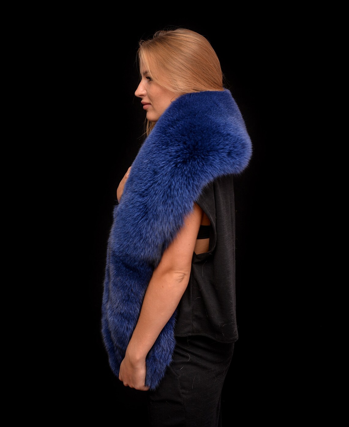 Premium Pure Blue Fox Fur Stole Boa Shawl Shoulder Wrap | Etsy