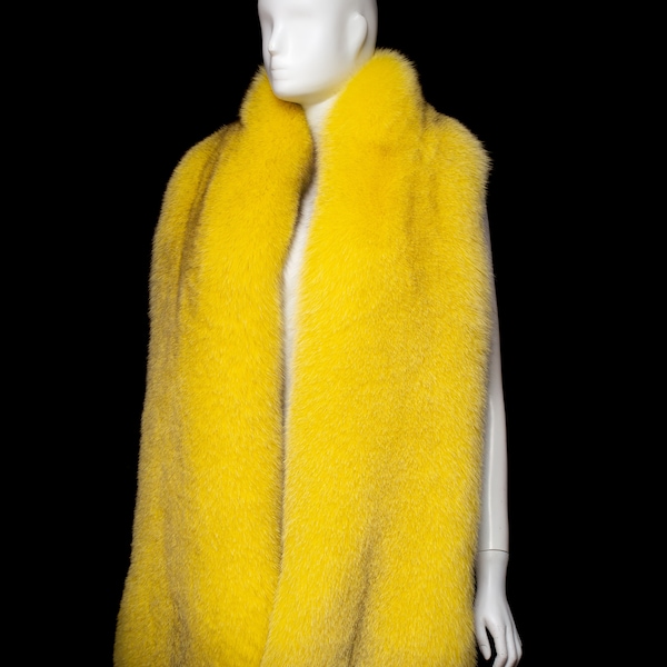 Double Side Yellow Fox Fur Stole - Etsy