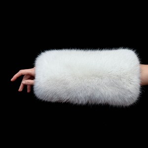 Saga Furs Arctic Snow White Fox Fur Cuffs Arms Warmers Wristbands - Etsy