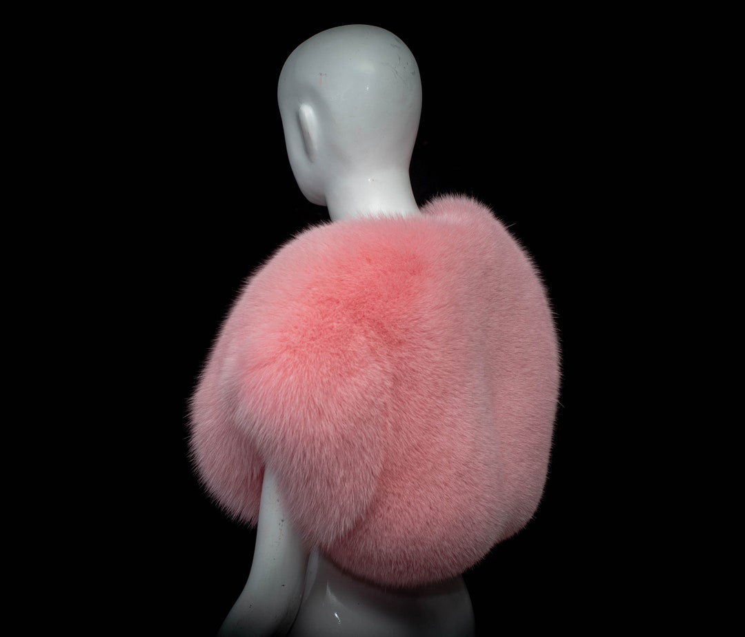 Genuine Flamingo Pink Fox Fur Bolero Shrug - Etsy