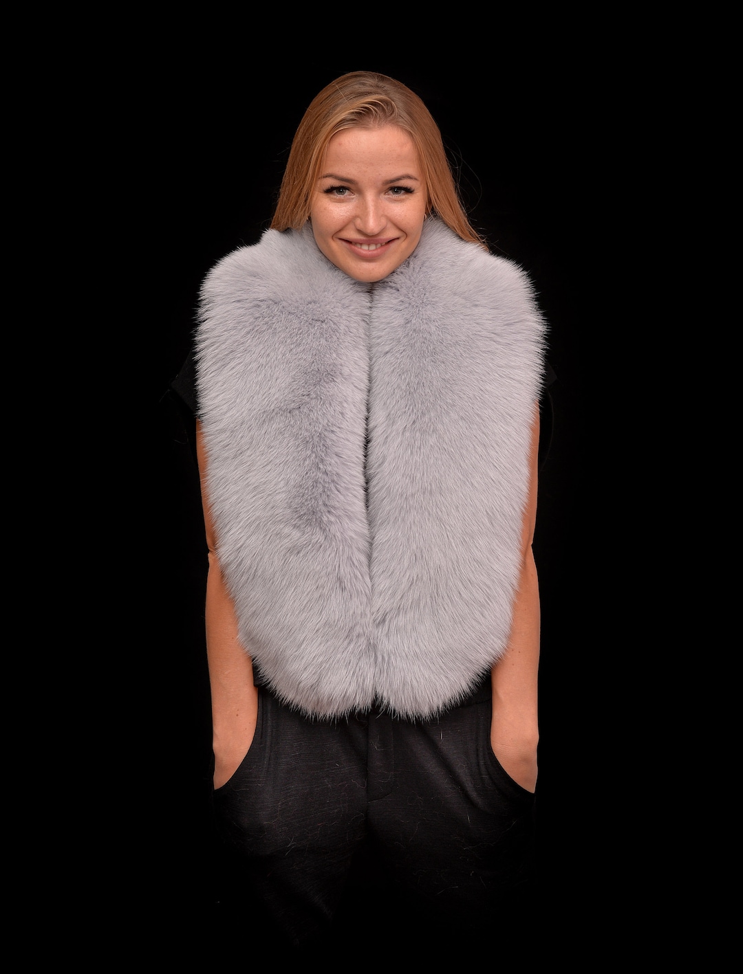 Cloud Gray Arctic Fox Fur Stole Boa Shawl Shoulder Wrap Collar 55" - Etsy