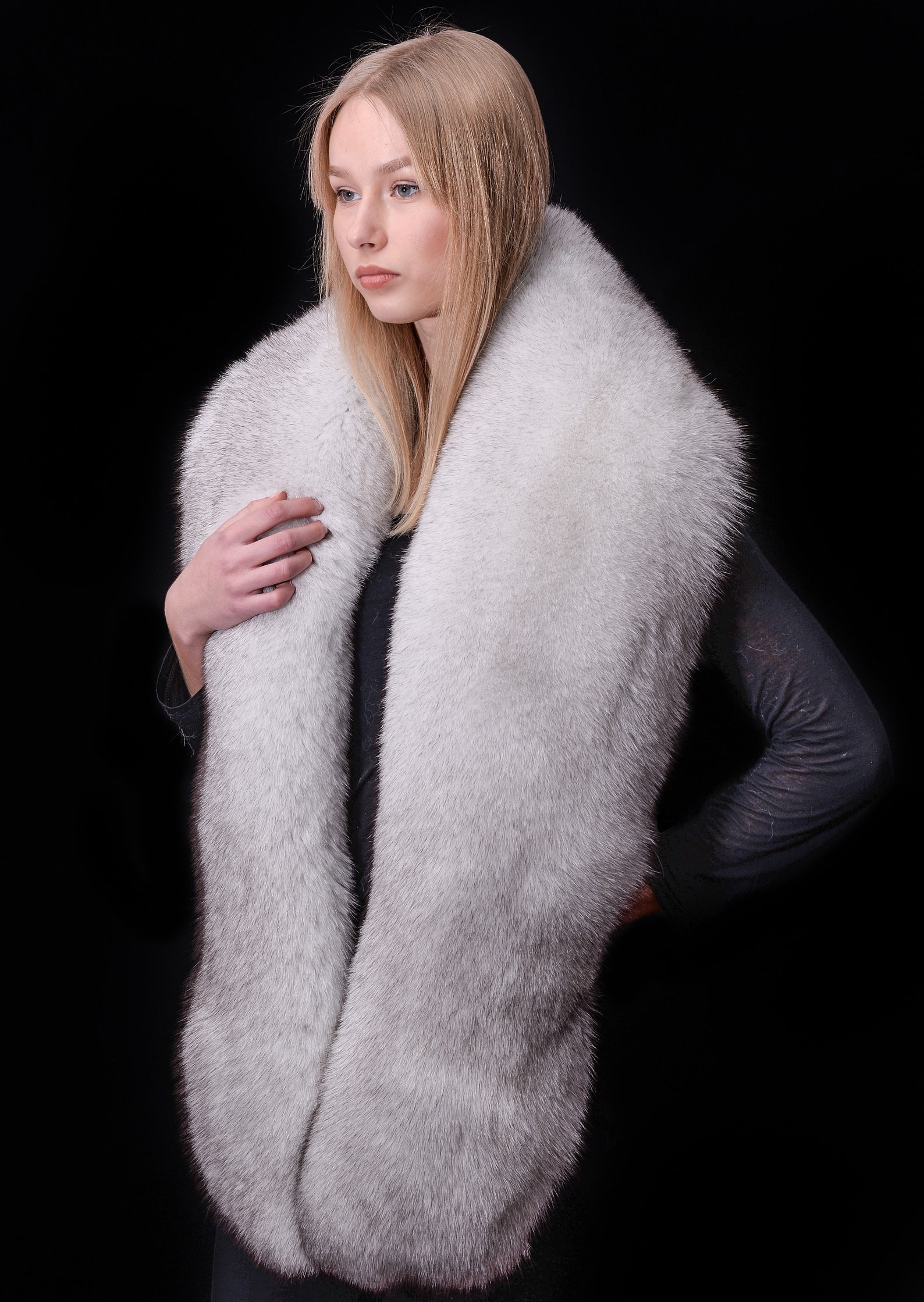 HUGE 79 White Blue Fox Fur Boa Stole Shawl Scarf | Etsy