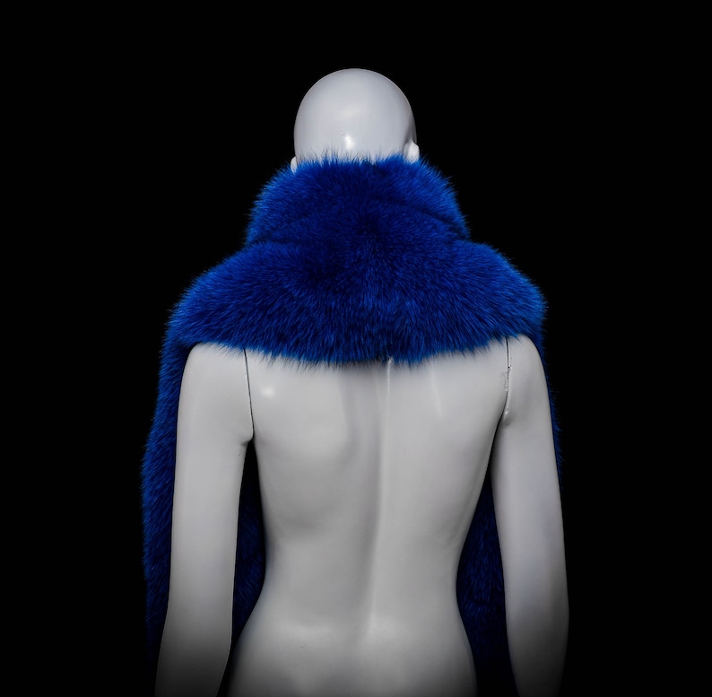 Genuine Electric Blue Fox Fur Huge Massive Oversize Boa Stole Scarf ...