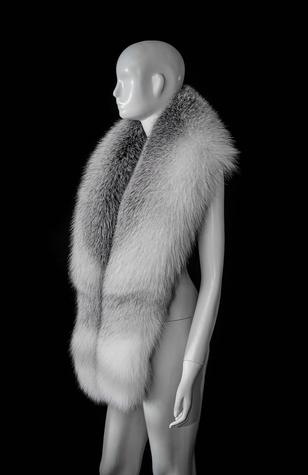 Natural Massive Shadow Blue Frost Fox Fur Stylish Oversize Scarf Boa ...