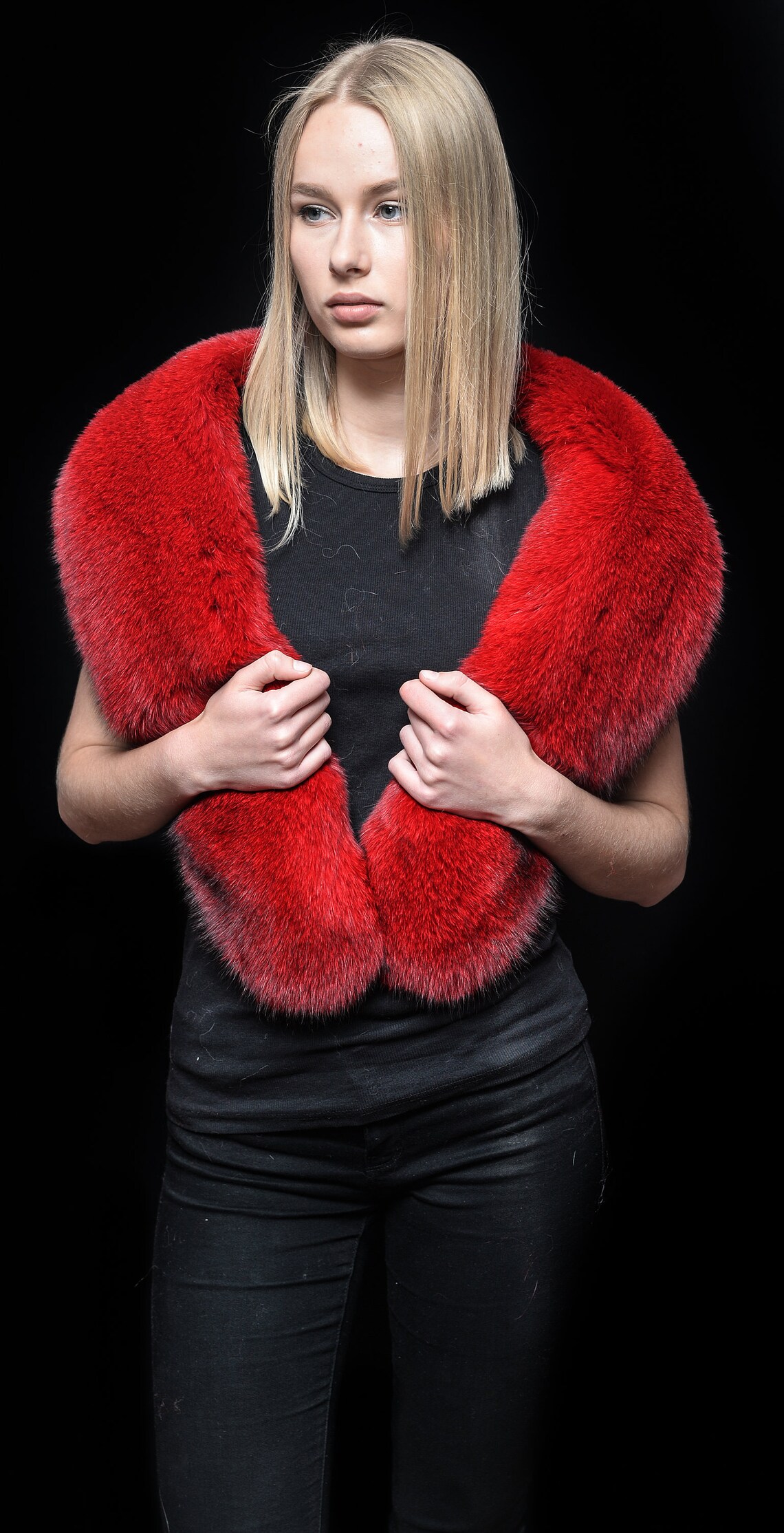 Genuine Volcano Red Blue Fox Fur Stole Scarf - Etsy