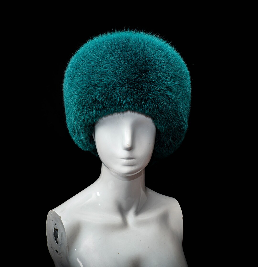 Emerald Green Fox Fur Ladies Fancy Beanie Beret Bubble Style Hat - Etsy