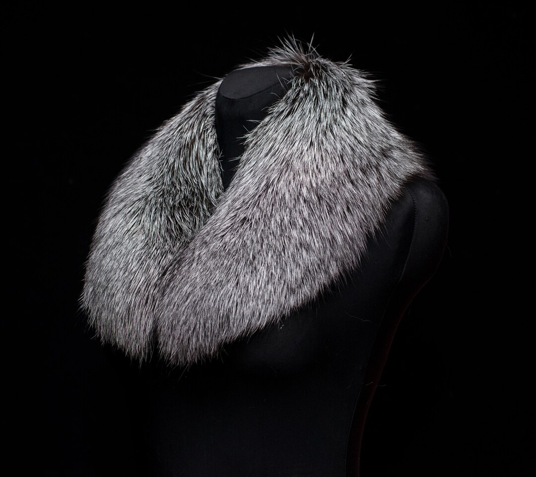 Real Silver Fox Fur Scarf Collar: Satin Lined Stole (31.5") - Etsy