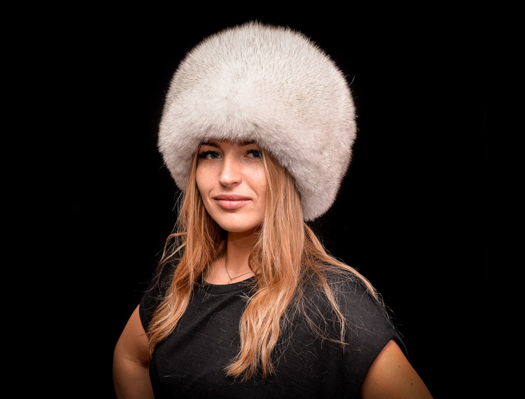 White Fox Fur Ladies Fancy Fall Winter Beanie Hat - Etsy