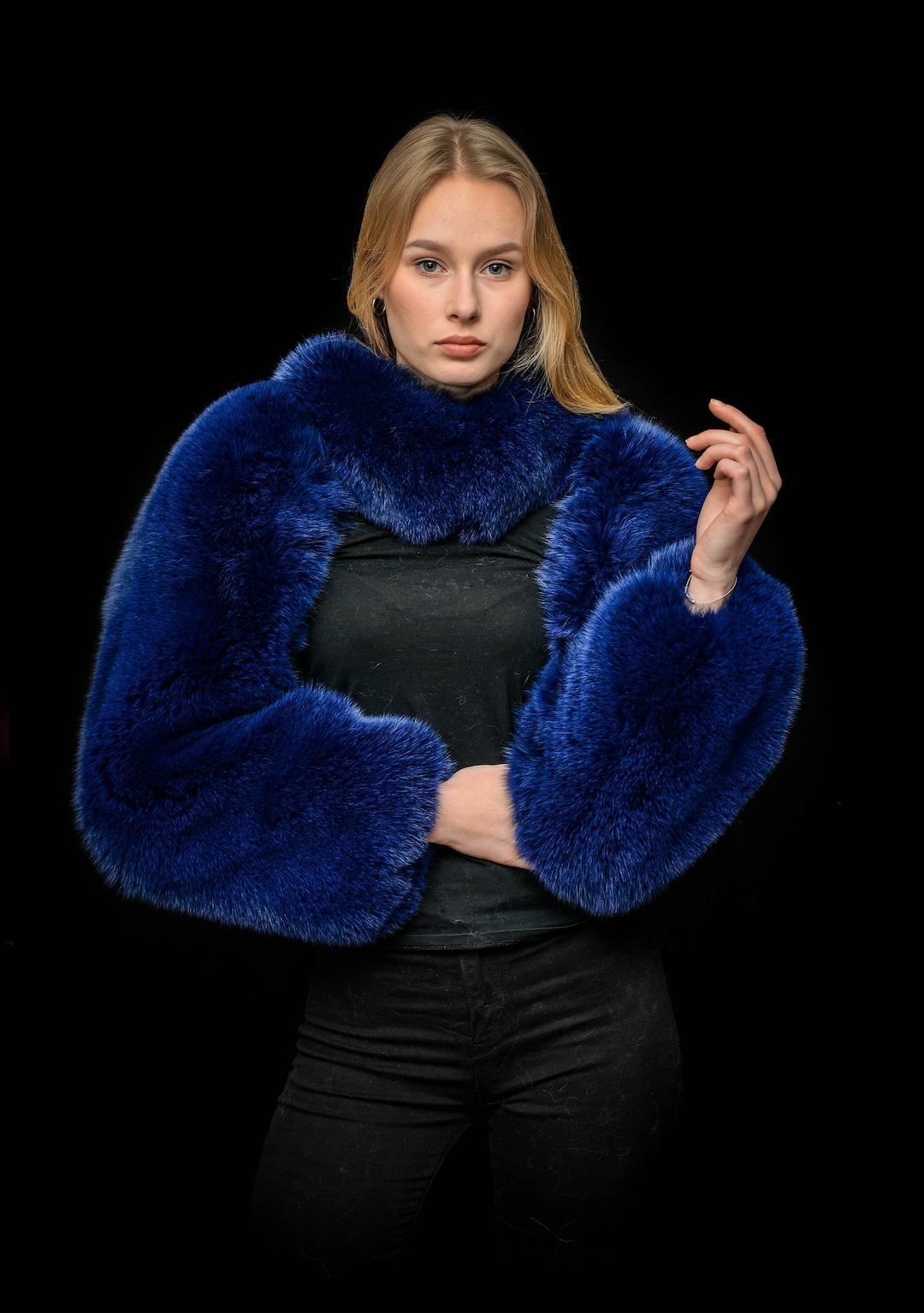 Genuine Blue Fox Fur Arm Warmers Sleeves + Scarf - Etsy