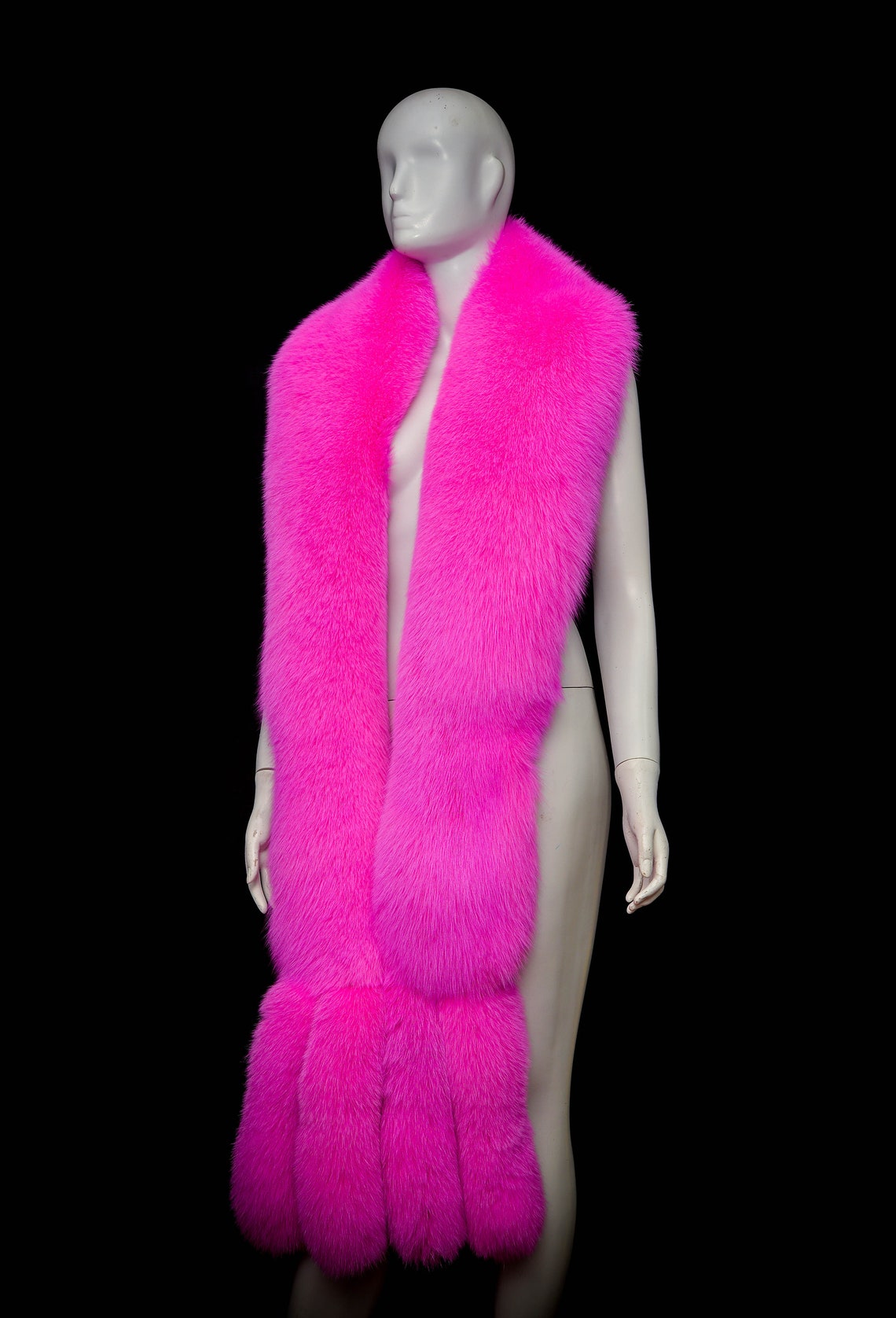 Genuine Neon Pink Fox Fur Superstar Stole Wrap Warmer Boa | Etsy