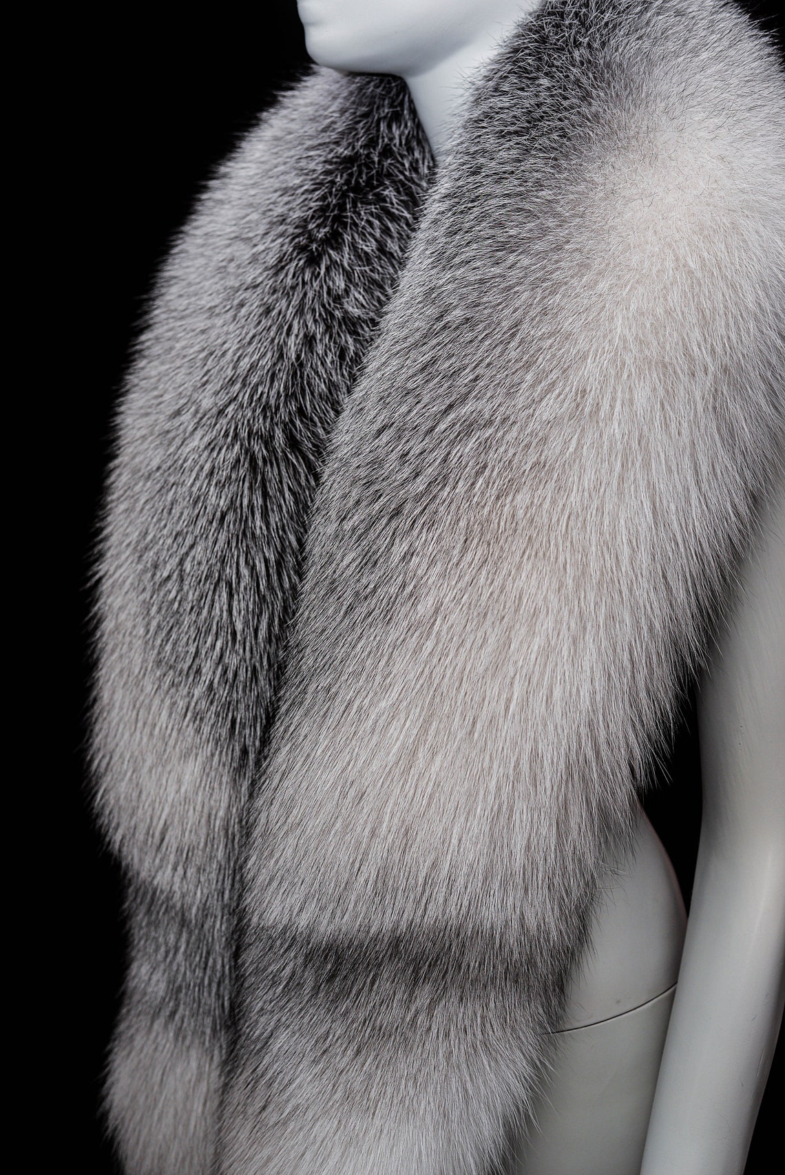 Natural Massive Shadow Blue Frost Fox Fur Stylish Oversize Scarf Boa ...