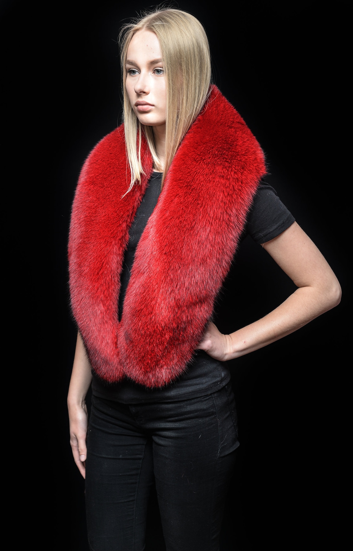 Genuine Volcano Red Blue Fox Fur Stole Scarf - Etsy